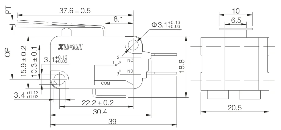 15a Dpdt Combined Sealed Micro Switches / Snap Action Double Micro ...