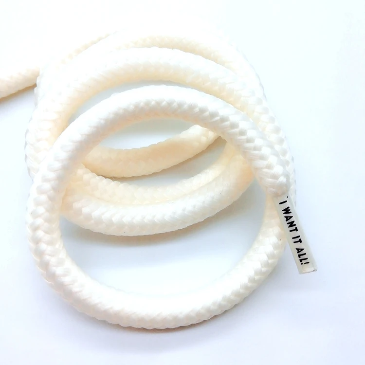 Wholesale White Polyester Drawcord Round String With Engrave Logo Metal ...