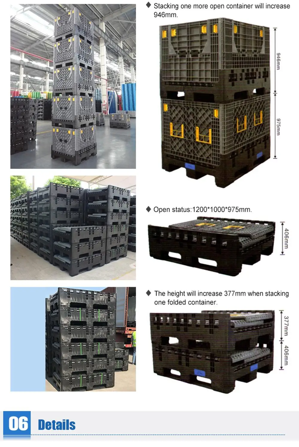 800L Large Collapsible Containers - Durable & Space-saving