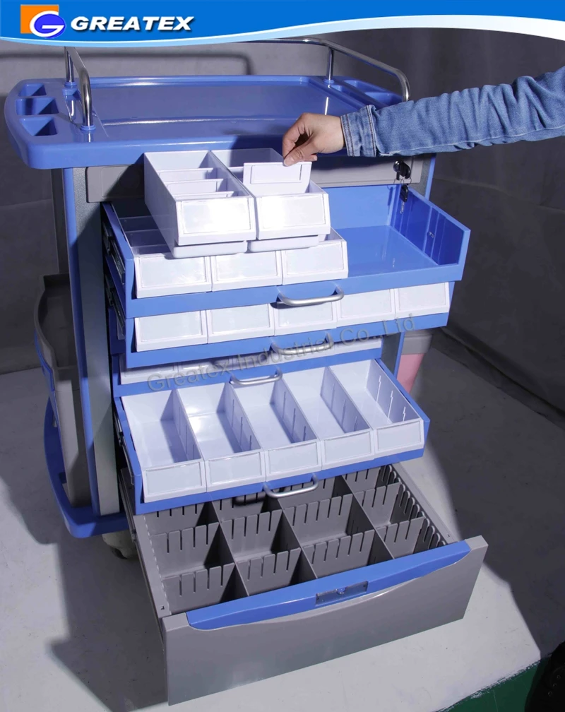 High Quality Standard Double Side Hospital Medication Trolley Medicine ...
