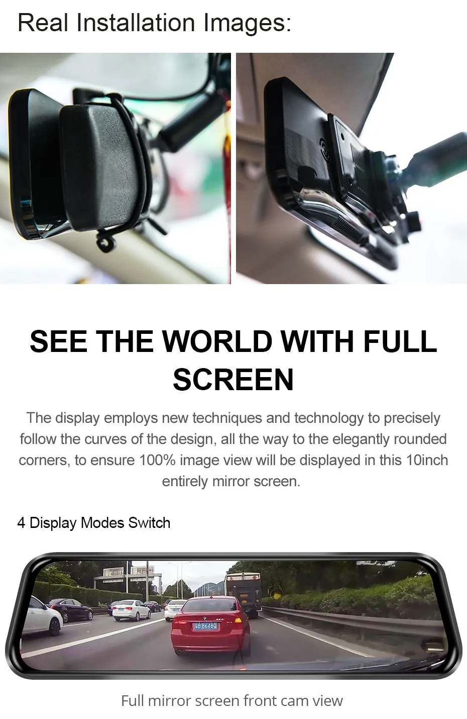 4g Wifi Streaming Car Dvr 10" Touch Android Rearview Mirror Fhd 1080p ...