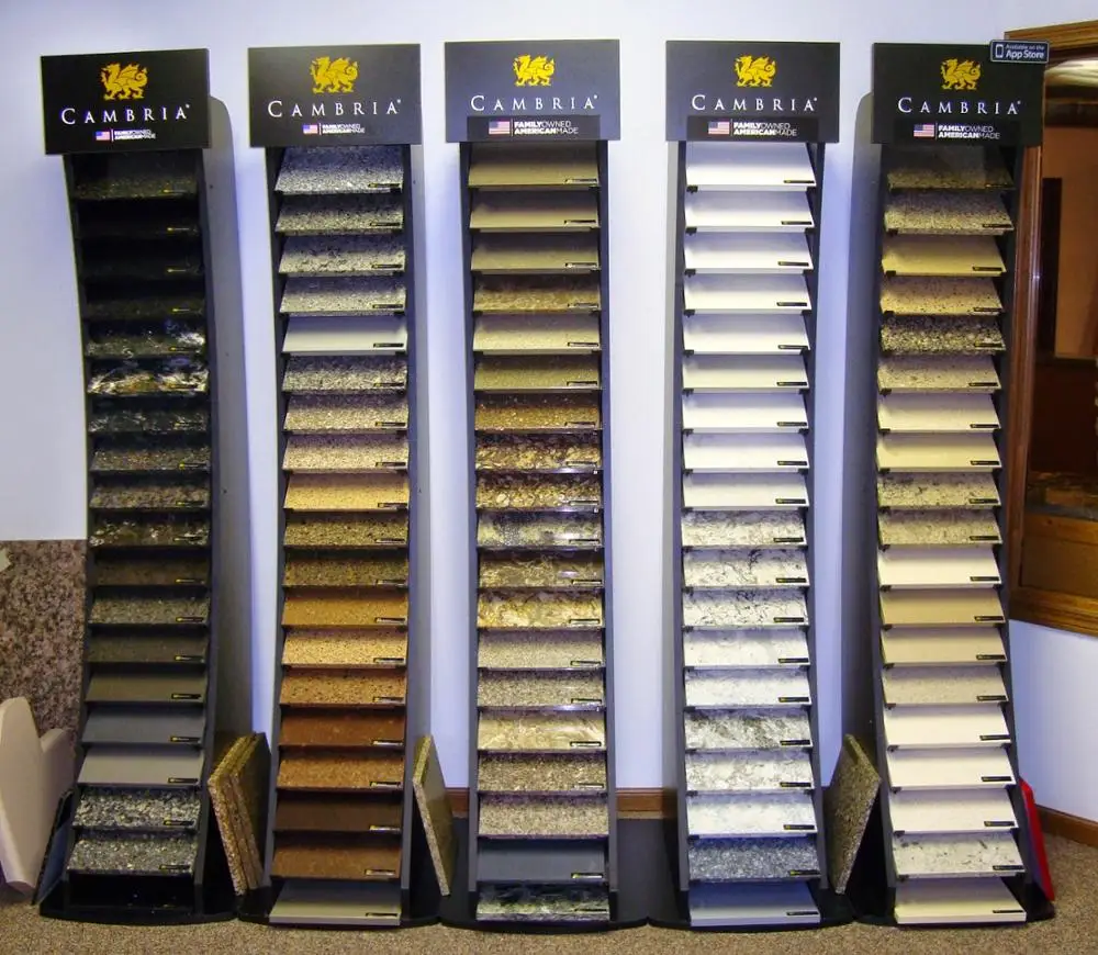 Custom Design Table Top Metal Granite Sample Display Tower Advertising ...