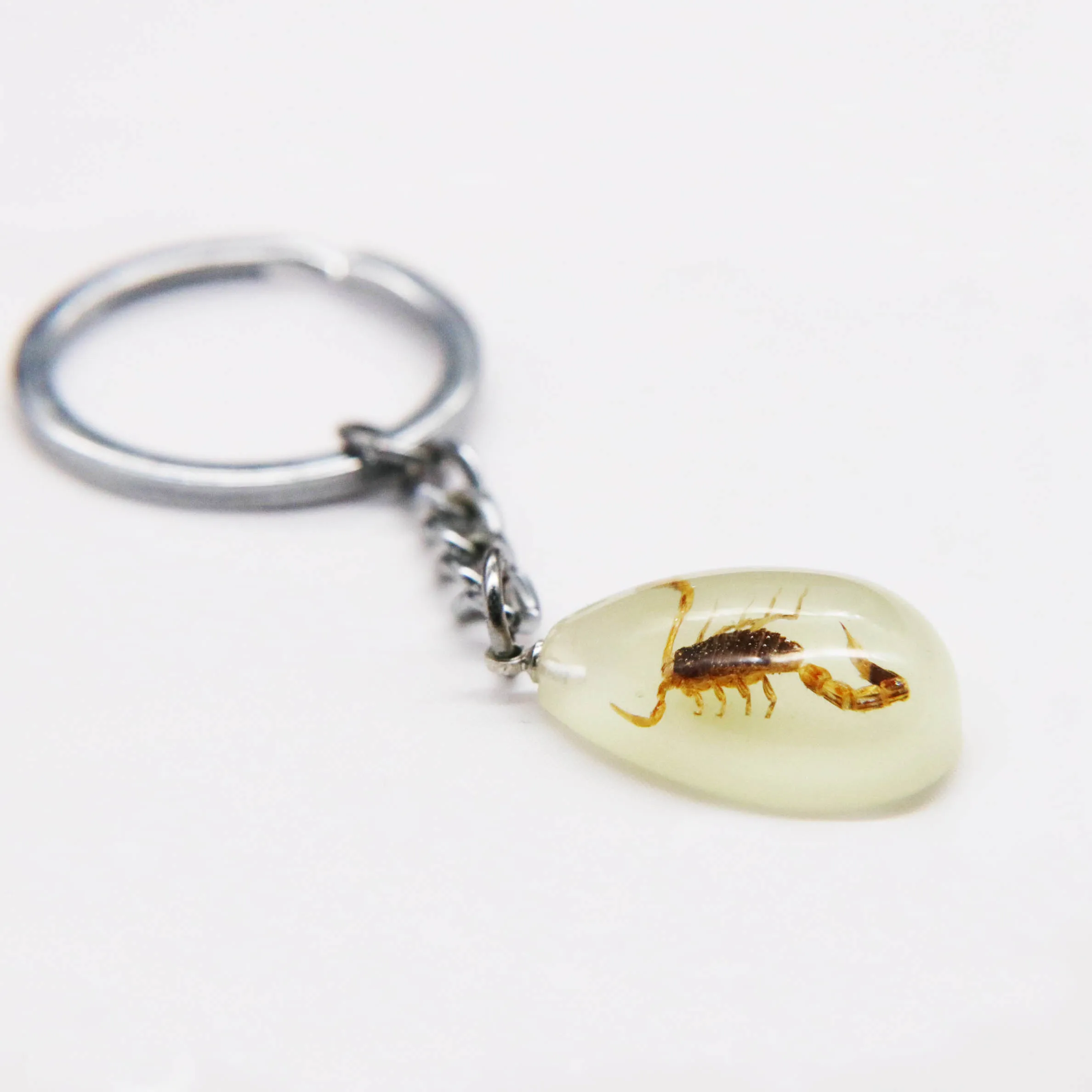 Real Yellow Scorpion Epoxy Resin Key Chains - Glow in the Dark
