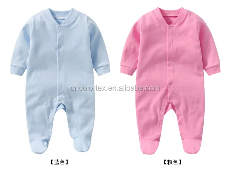 100% Cotton Interlock Plain Baby Romper Middle Open Long Sleeve Sanp ...