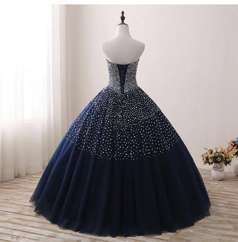 Sshb007 High Class Dresses Beaded Evening Gown Dark Blue Long Evening ...