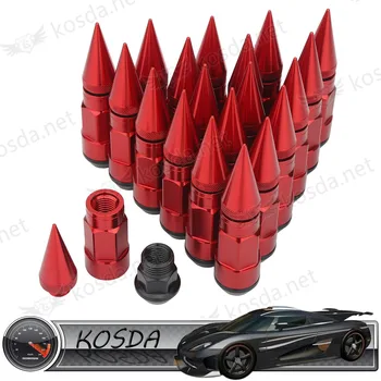 Car Rim Wheel Nut Thread Size 12x1.5 Red Spike Red Wheel Lock Lug Nut ...