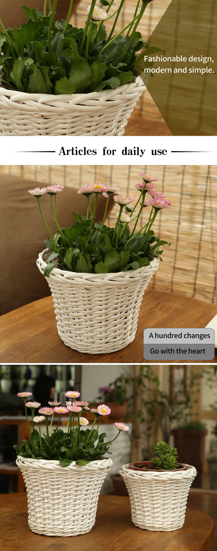 Wholesale Handmade White Wicker Flower Pot Garden Basket - Buy Wicker ...