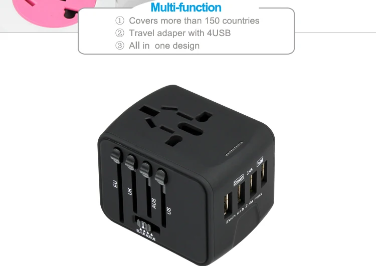 110-240v 4 Usb Multiple Plug Adapter Multinational Adapter For Business ...