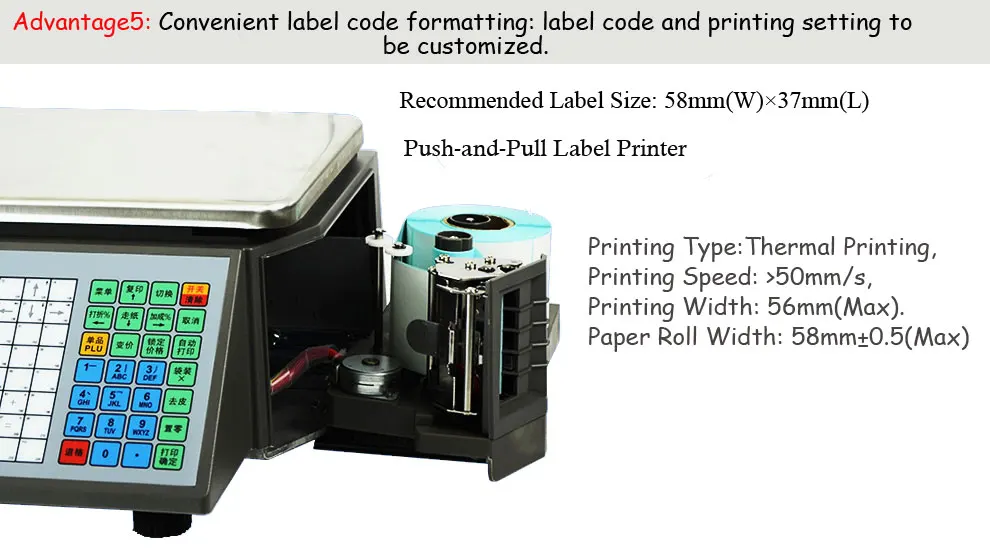 Price Computing Label Printing Barcode Scale Weighing Electronic ...