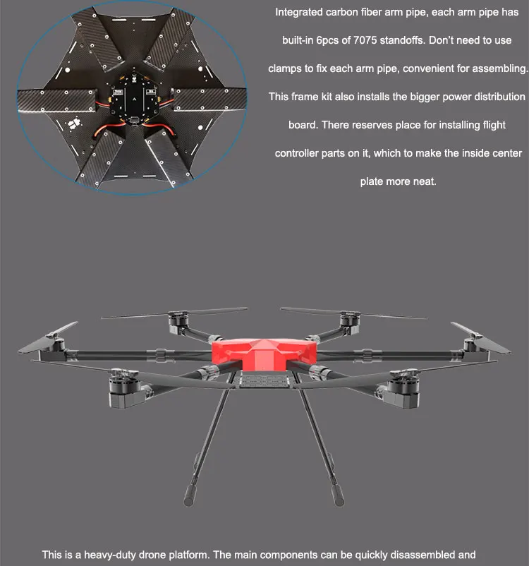 Jmrrc 1650mm Large Scale Folding Hexacopter Drone Uav Frame With 40mm ...