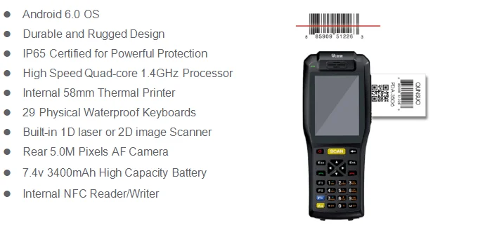 Handheld Rugged Android License Plate Recognition PDA