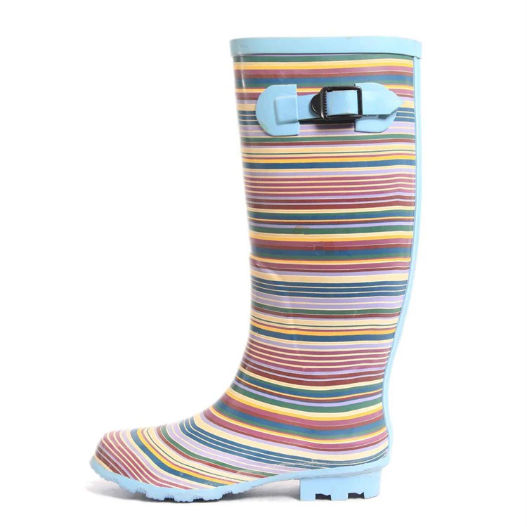 Fancy Women Rubber Rain Boots Waterproof Knee High With Little Flowers ...