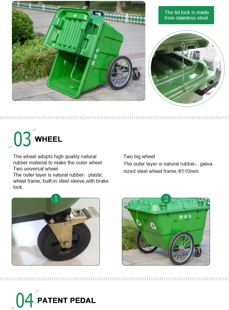 4 Wheels 400l Plastic Waste Container Waste Bin - Buy Waste Bin,Waste ...