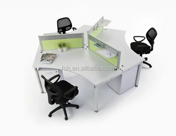 3 Seater Workstation - Open Space Shared Working Hexagon
