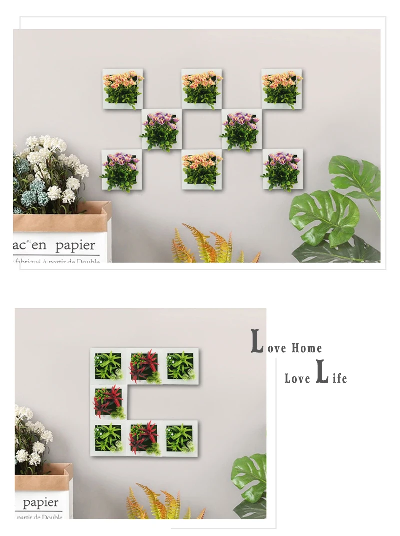 Artificial Plant Frame Wall Hanging 3d Faux Succulents For Home ...