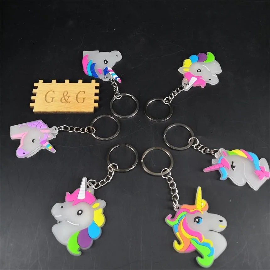 Luminous Pvc Unicorn Key Ring Keychain Unicorn - Buy Pvc Keychain ...