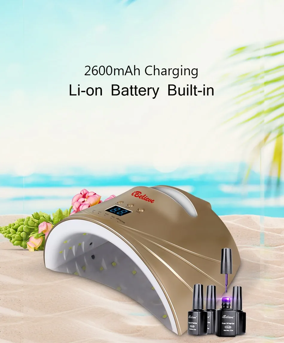 Cordless Led Gel Lamp 48w Rechargeable Uv Lamp Nails For Hard Gel ...