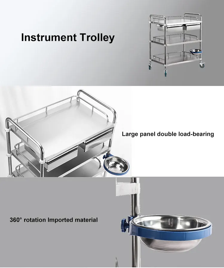 Stainless Steel Hospital Trolley - Instrument & Dressing
