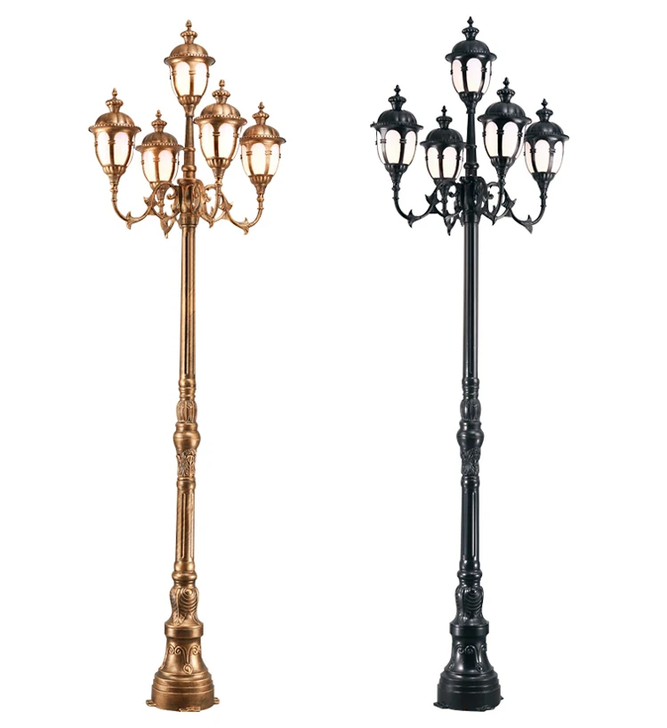 Street Decoration Post Light Pole 5 Lantern Style Street Light Post ...