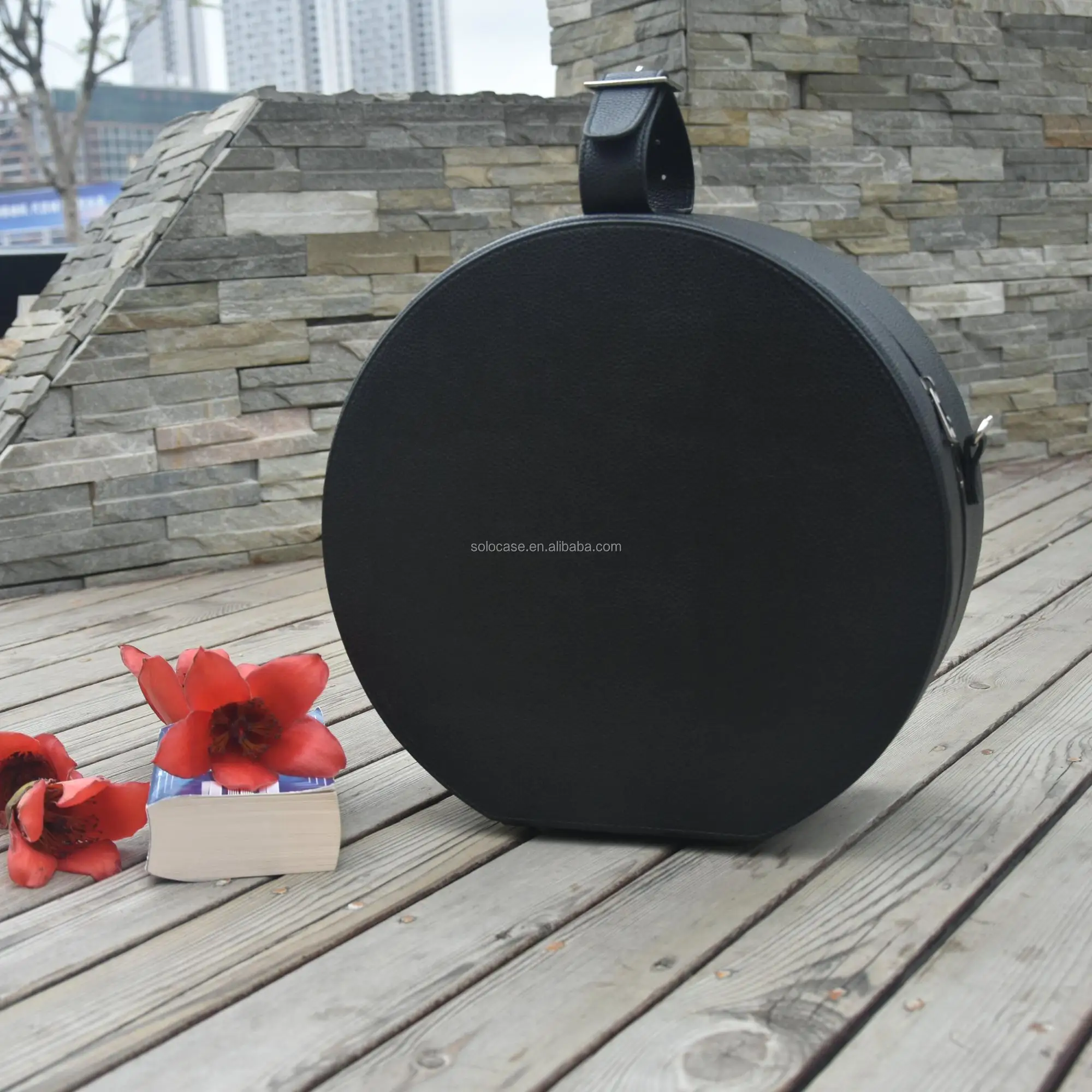 Vintage Round Suitcase Hat Case Overnight Luggage Blue Hard Sided Vinyl ...