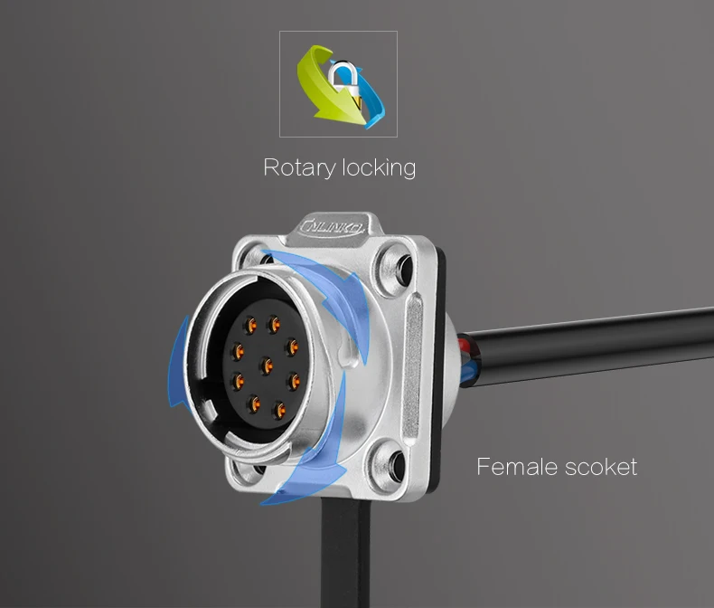 CNLINKO led cable 9 pin connector IP67 Waterproof electrical socket ...