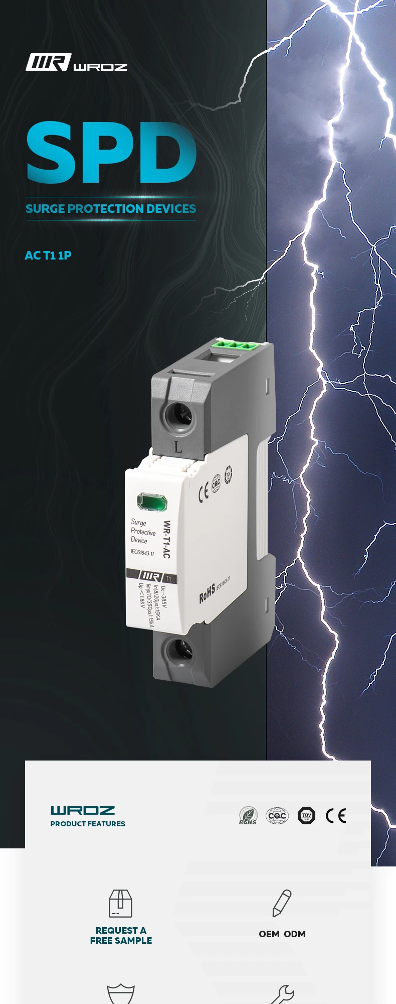 Wrdz Ac Spd 100ka 1p 385v Power Supply Protect Surge Protect - Buy ...