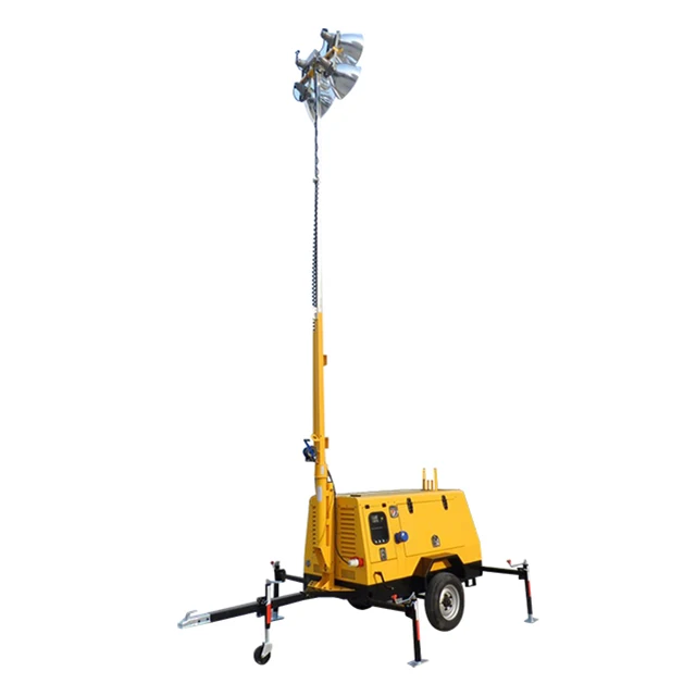 360 Degree 9m Telescoping Mast Portable Diesel Generator Mobile Light ...