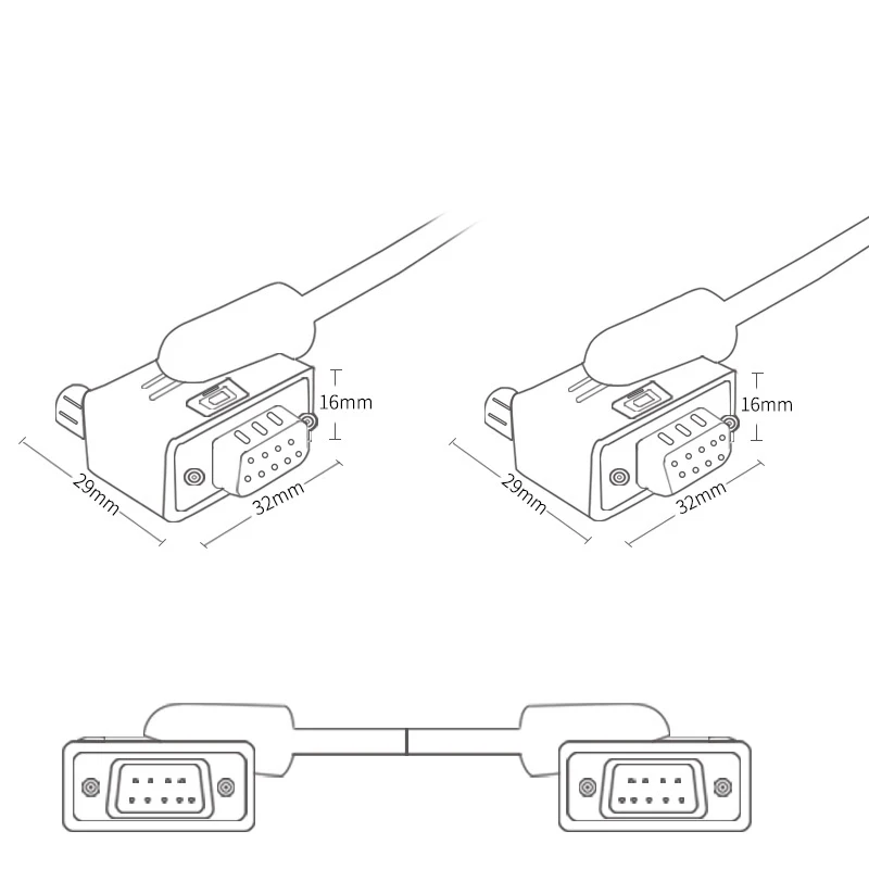 Custom Left Angle DB9 Pin to DB9 Right Angle Cable - Goochain