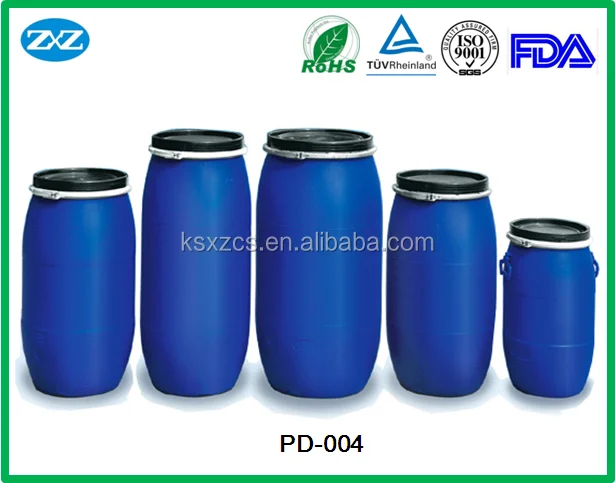 Open-top tapa azul 200 litros bidón de plástico-Toneles, baldes y ...