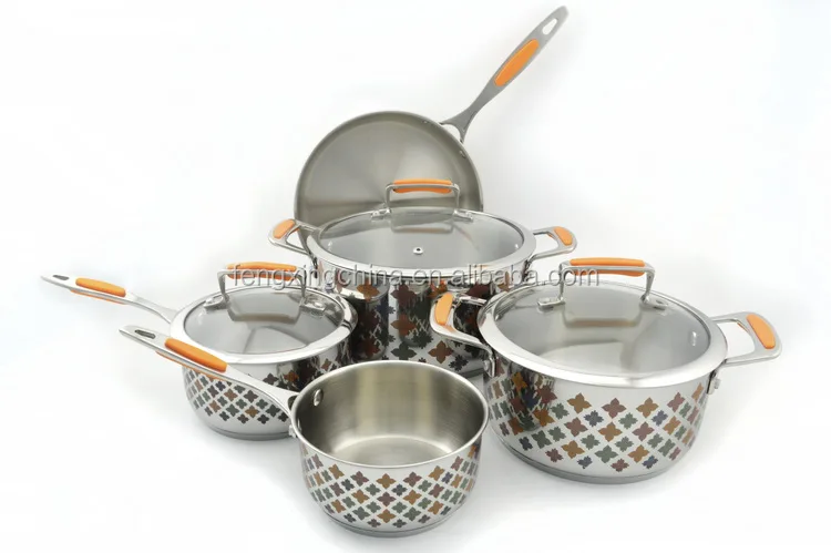 Stainless Steel 8pcs Decal Cookware Set With Decoration Firing - Buy ...