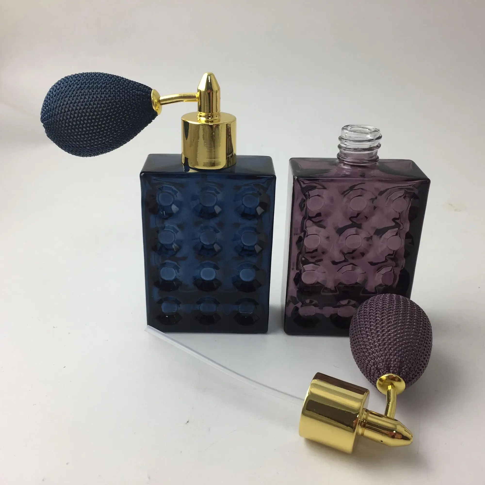 50ml Square Shape Brown Glass Perfume Bottle With Metal Elbow Pump ...