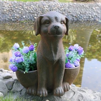 Flower Pot Animal Outdoor Dog Shape Double Pot Holder Garden Flower ...