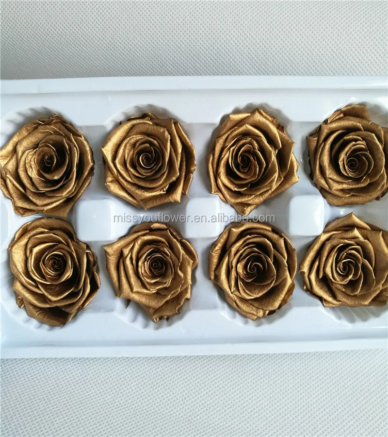 Gold Color Roses Natural Preserved Roses 4-5cm Long Lasting Roses From ...