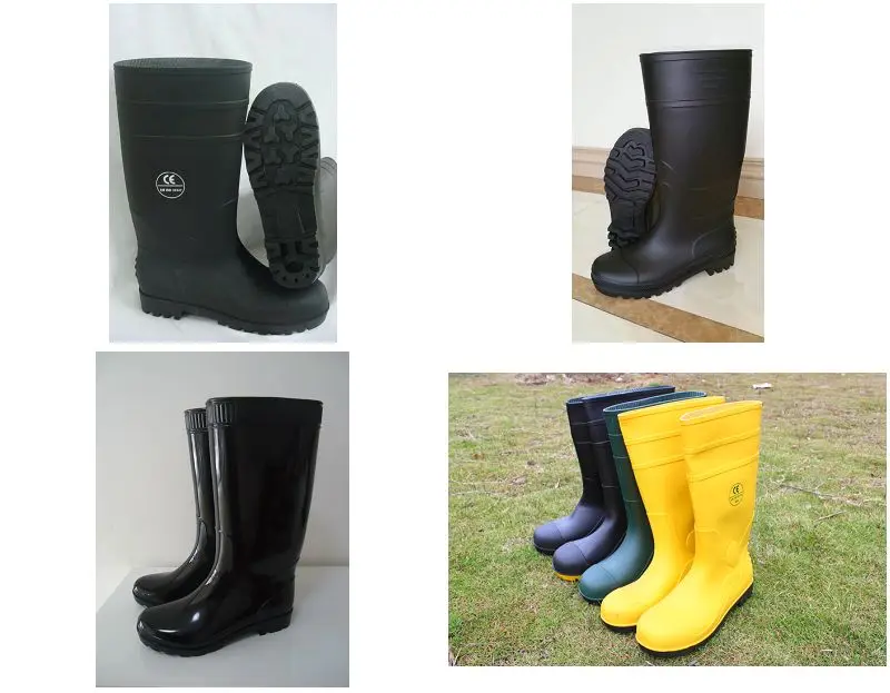 Comfortable Black Color Pvc Protection Steel Toe Steel Bottom ...