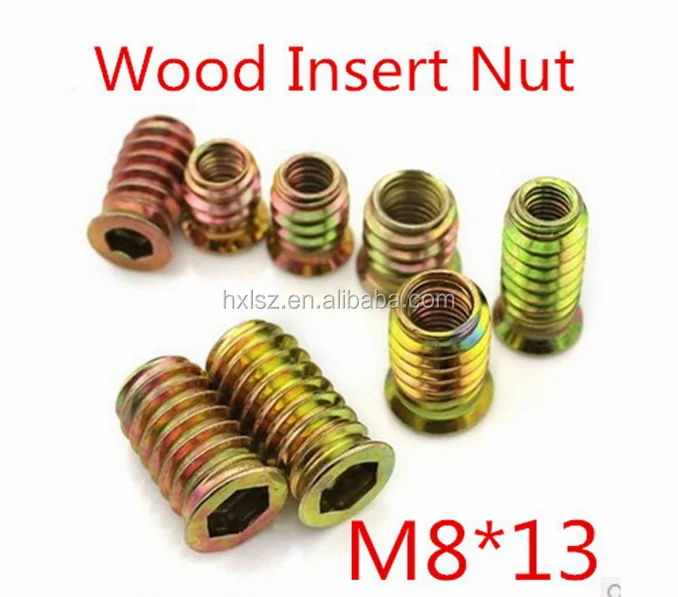 M4 M5 M6 M8 M10 Yellow Zinc Plated Thread Inserts for Wood