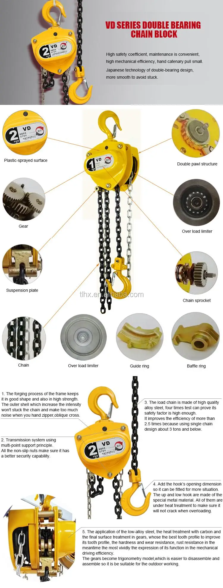 3 Ton Manual Chain Block - Pull Lift Chain Hoist Crane
