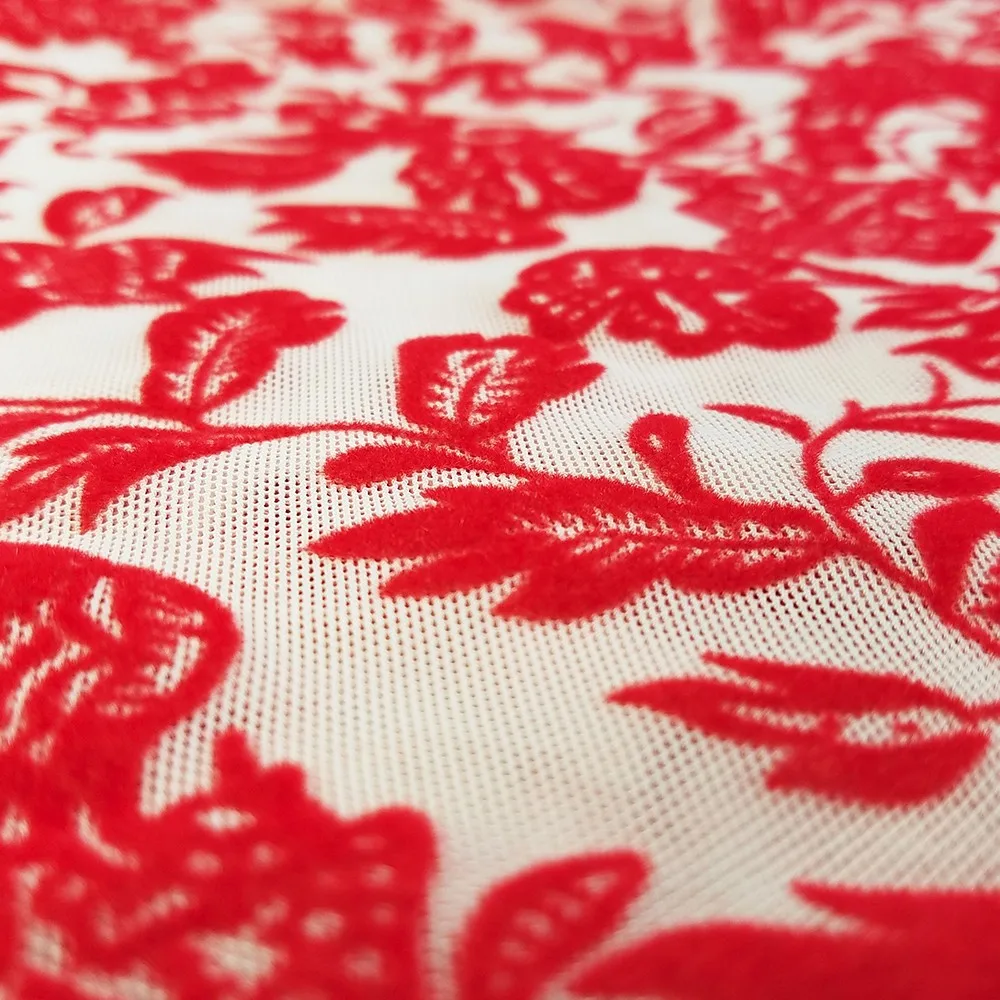 Poly Spandex Soft Power Mesh Flock Fabric For Garment - Buy Flocked ...