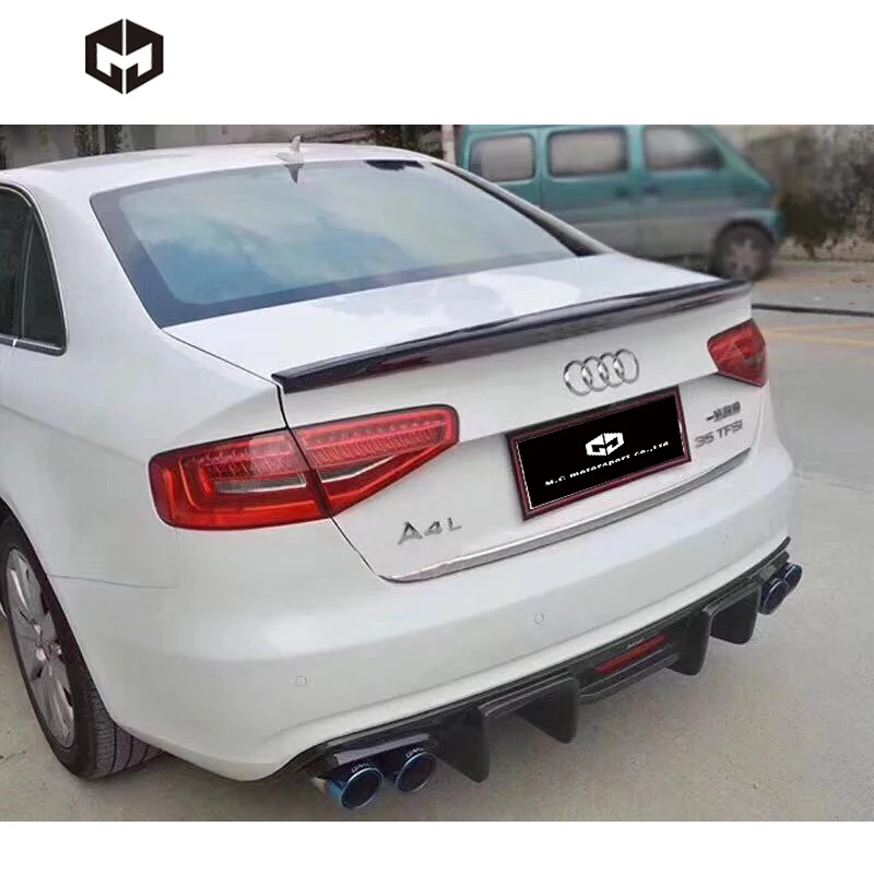 Carbon Fiber Rear Diffuser Led Light Rs4 Style Body Kit For Audi A4 B8 ...
