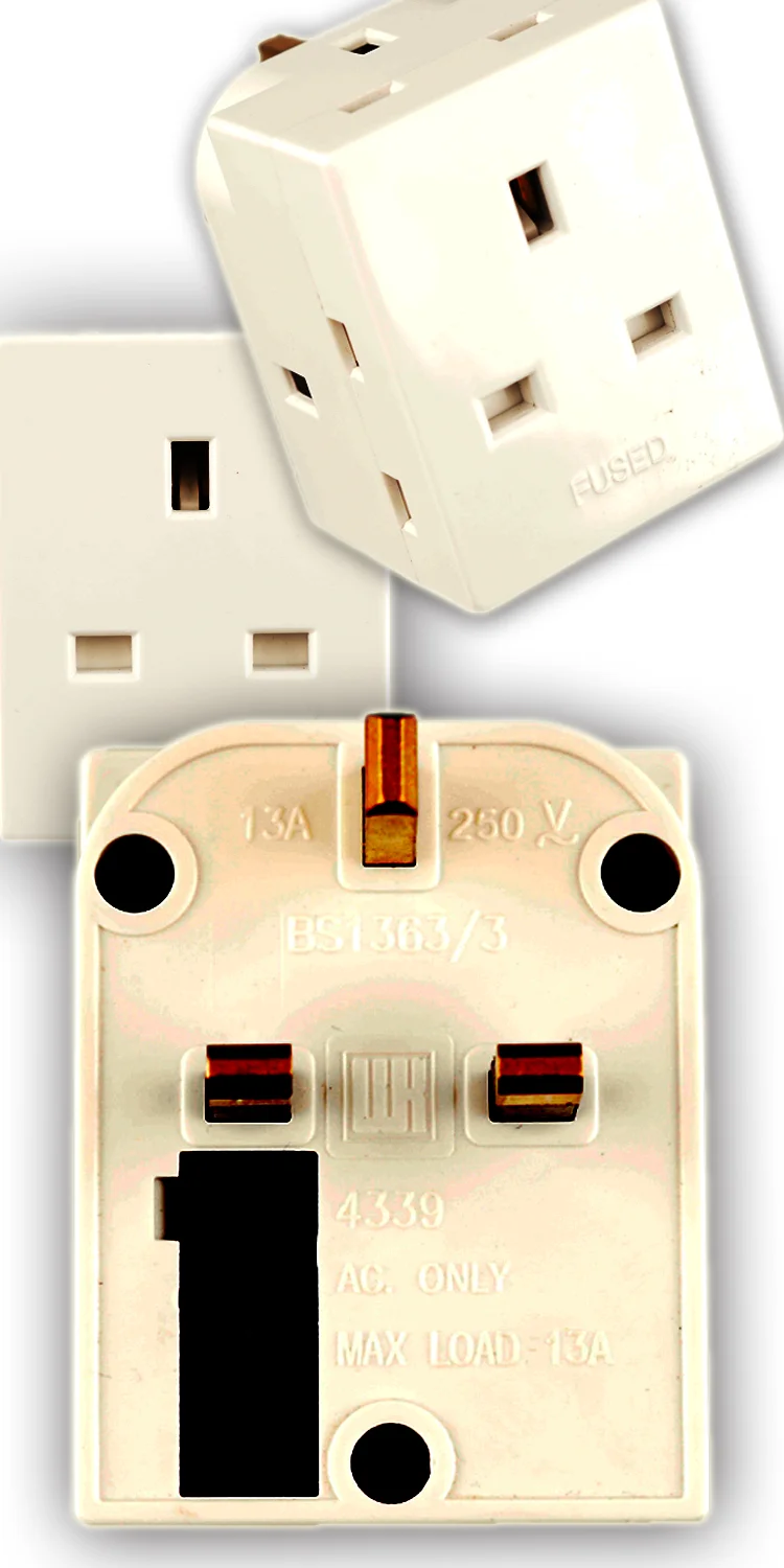 WK Multi Purpose 3 Way 13 Amp Mains Fused Wall Adaptor Plug