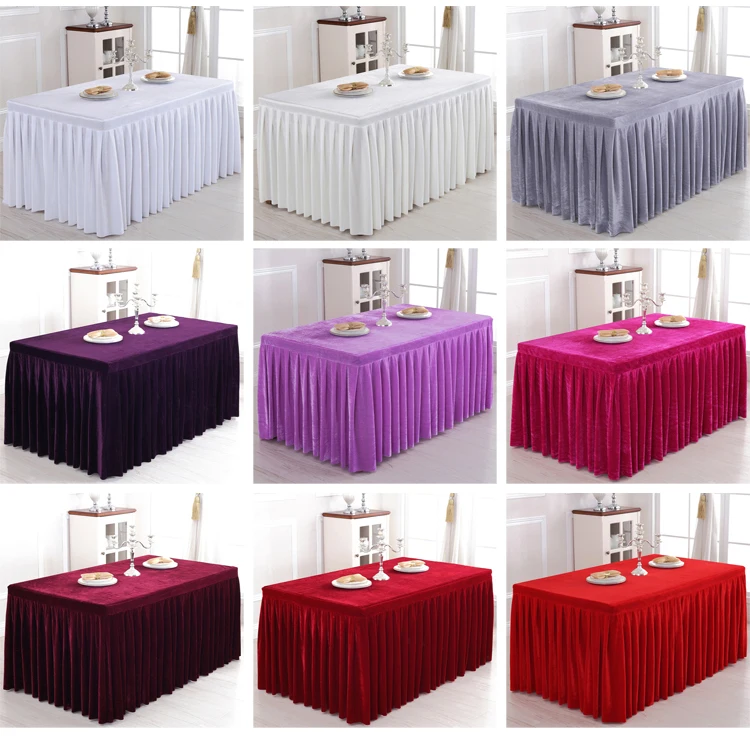Fancy Rectangle Ruffled Velvet Table Skirt With Topper /hotel Wedding ...