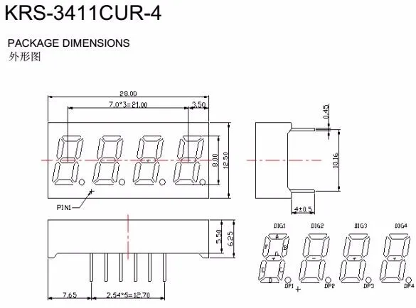 Krs Fnd Led Display Pure Red "8.8.8.8" 4 Digit 0.31 Inch 7 Segment Led ...