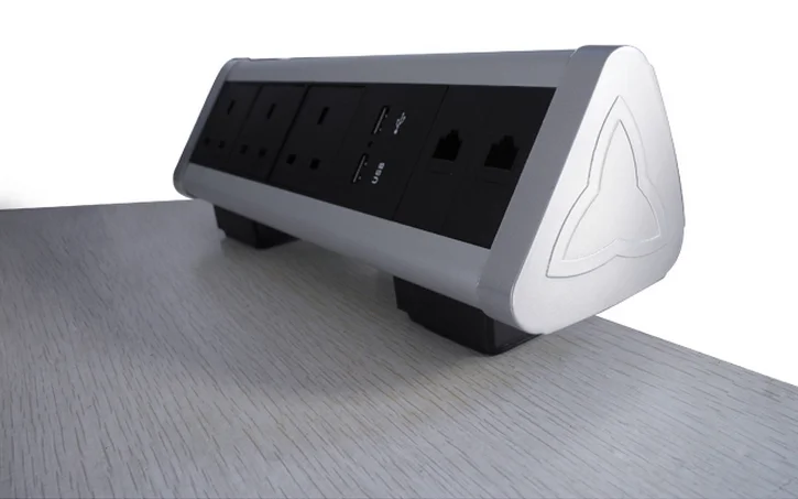 Uk Power Triangle Tabletop Socket With Usb Charger / Multimedia Bar ...