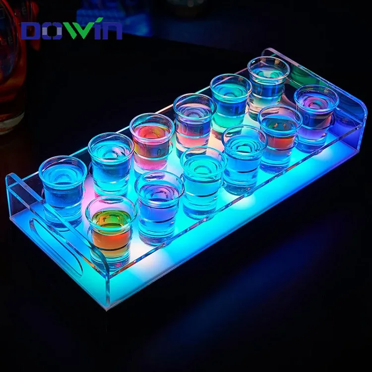 Led Illuminated Rechargeable Touch Switch Acrylic Wine Glass Tray Shot ...