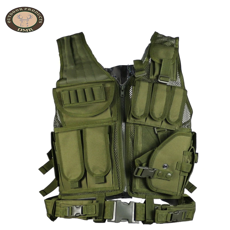Fashion Mens Army Green Multi Pocket Olive Polyester Tactical Vest ...