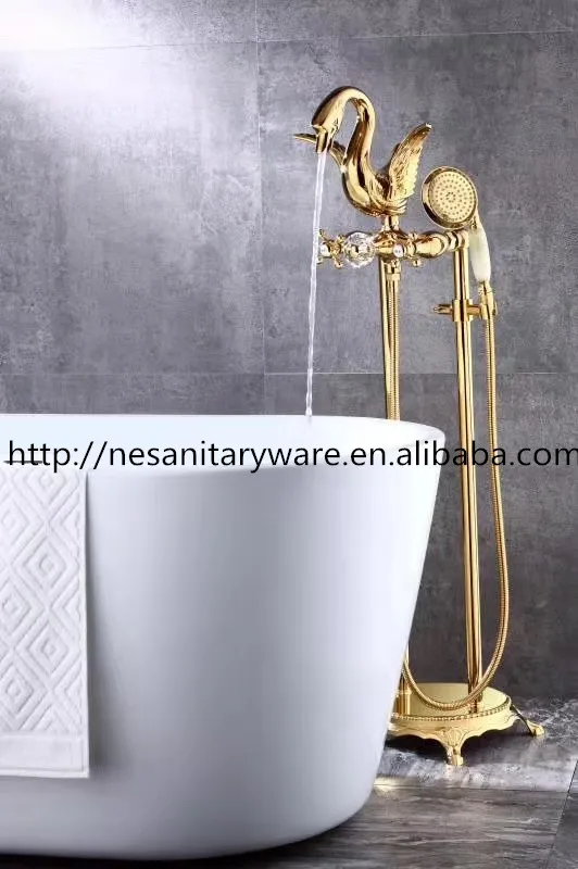 Ln 69 Luxury Golden Swan Bird Brass Spout Bathtub Faucet - Buy Bath Tub ...