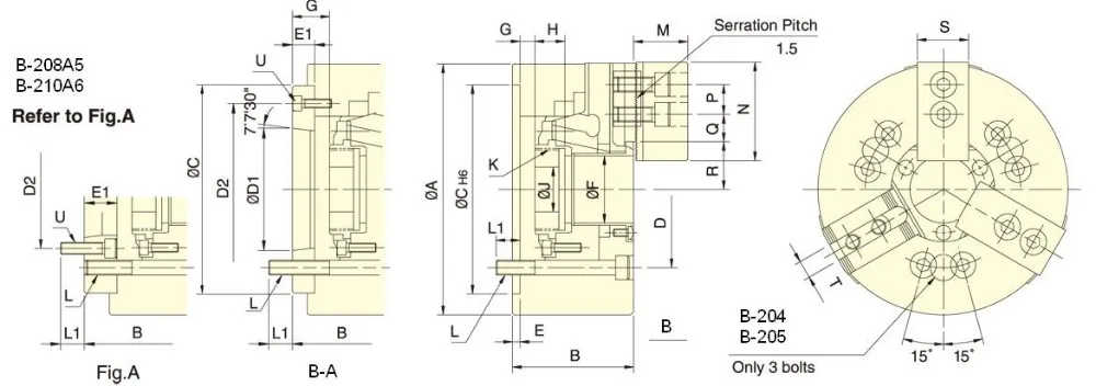 3 Jaw Wedge Hook Type Through Hole Power Lathe Chuck - Buy 3 Jaw Wedge ...