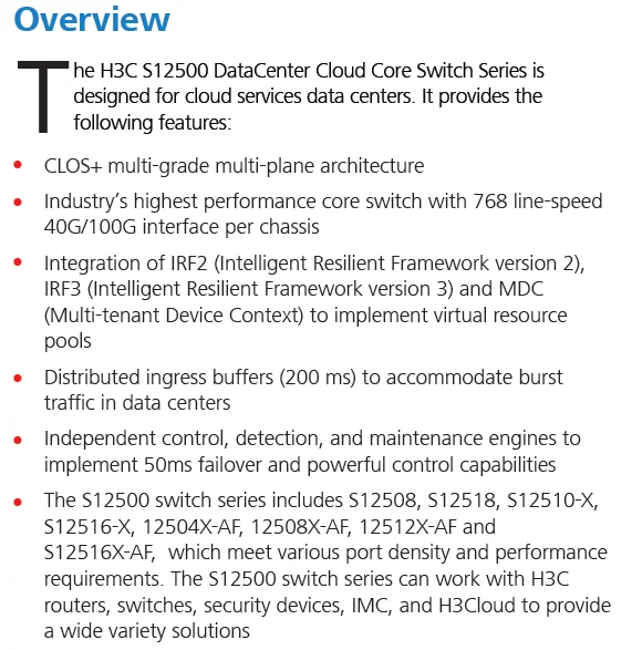 H3c S12500 Series Switches S12508 Datacenter Cloud Core Switch Buy H3c S12508 Switches Product