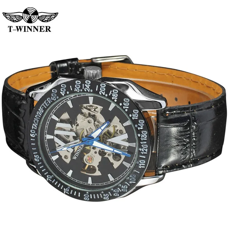 Winner Retro Classic Golden Dial Special Full Black Case Bezel Men ...