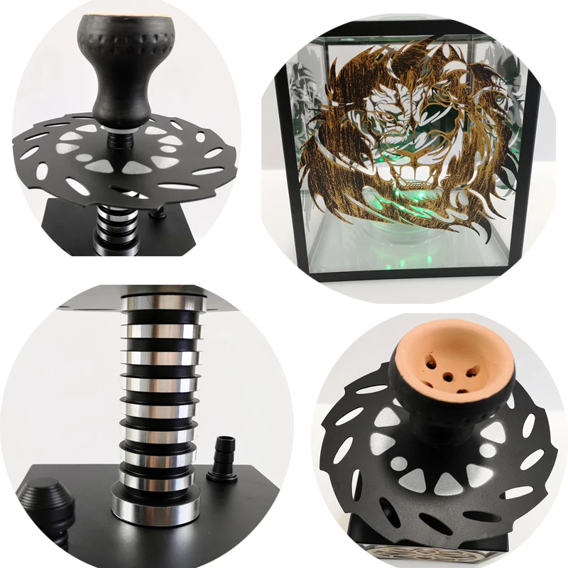 Lion Hookah Acrylic Box Shisha Smoking Device Rgb Led Light Hookahs ...