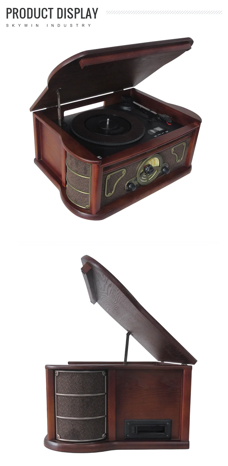 Audio Hi-fi Portable Wooden Nostalgic Record Player With Usb Sd Cd ...